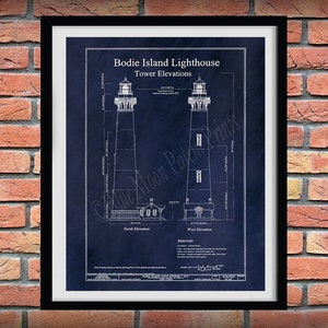 1872 Bodie Island Lighthouse Drawing, Body Island Lighthouse Blueprint ...