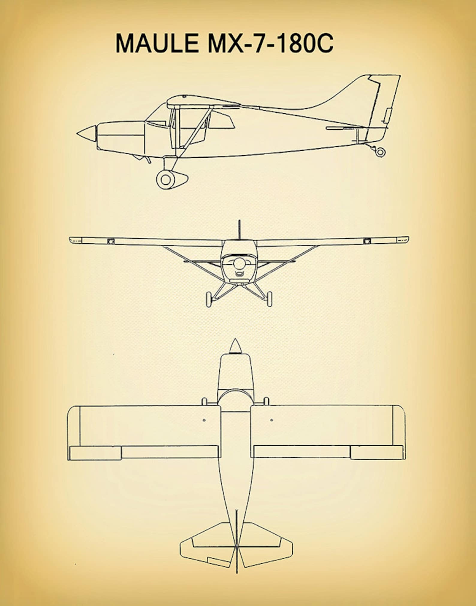 Maule MX-7-180C Drawing Maule MX-7 Airplane Poster Maule | Etsy