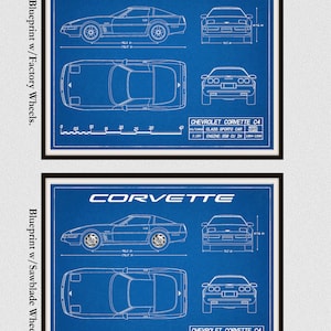 Corvette C4 Drawing, Chevy Corvette C4 Poster, Chevrolet Corvette C4 ...