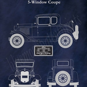 Model A Ford Coupe Poster, 1930 Model A Blueprint, 1930 Ford Model A 5 ...