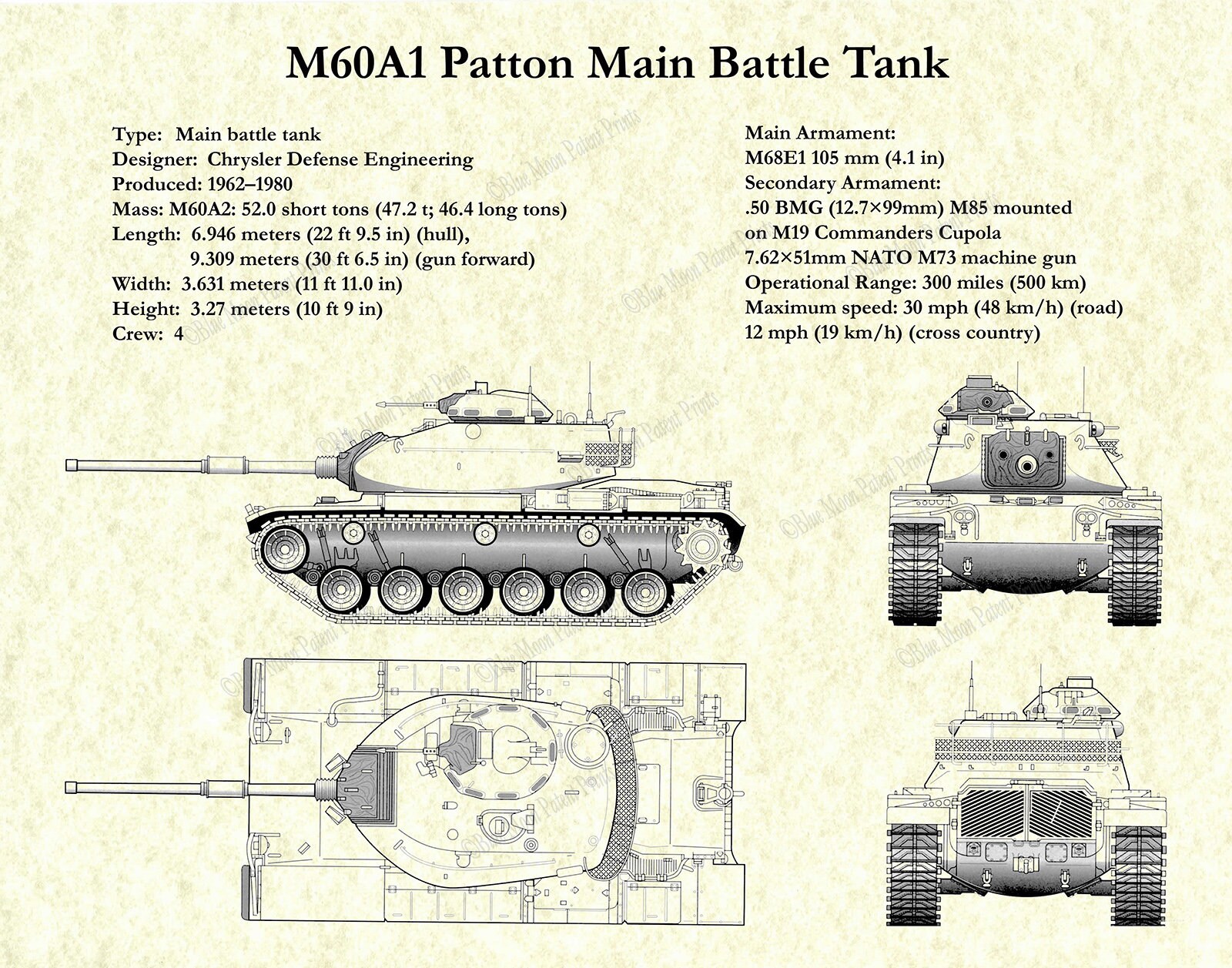 M60A1 Patton Main Battle Tank Designed for the Military, M60A1 drawing ...