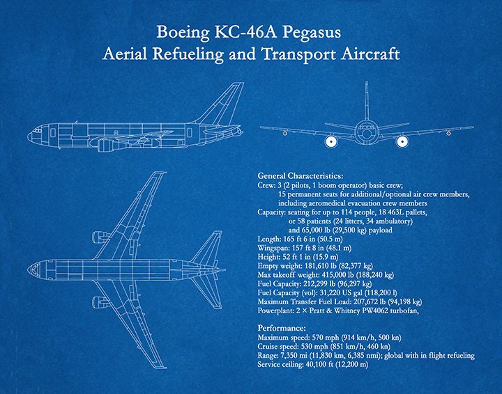 Boeing KC-46A Pegasus Airplane Drawing, KC-46A Aerial Refueling ...