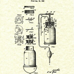 1940 Blood Transfusion Apparatus Patent Print - Medical Poster ...
