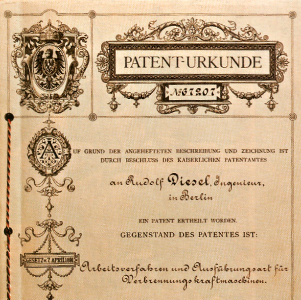 1892 Diesel Engine Patent Print German Diesel Engine Patent - Etsy