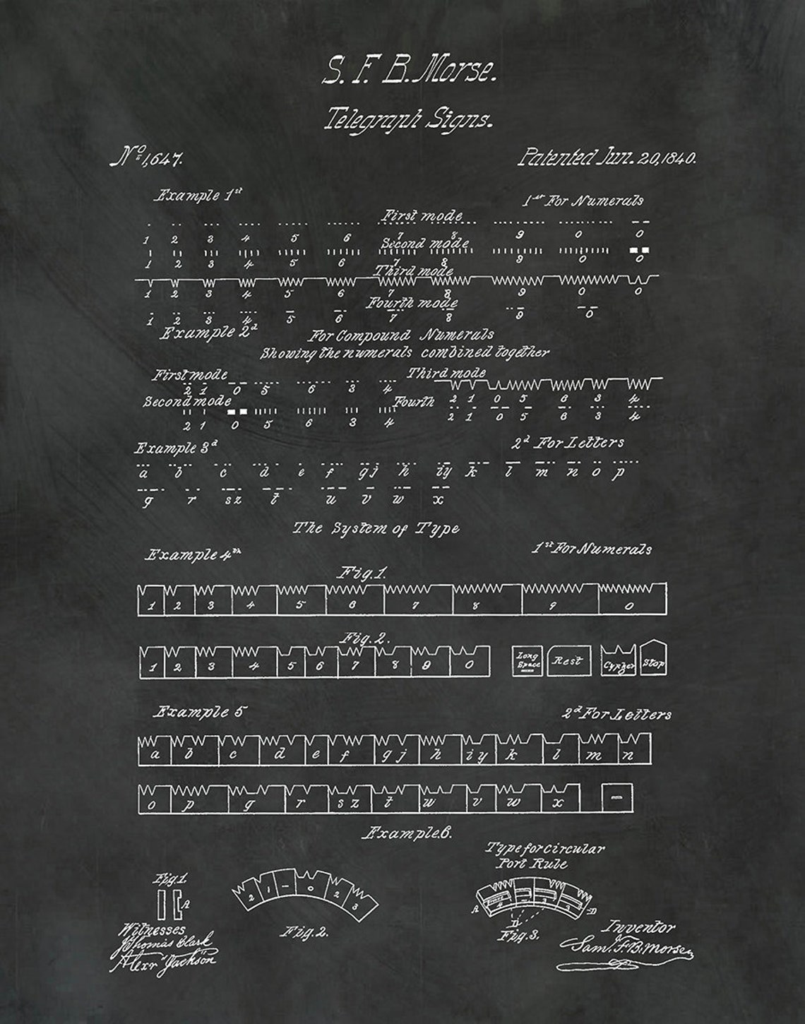 1840 Morse Code Patent Print Morse Code Telegraph Blueprint | Etsy
