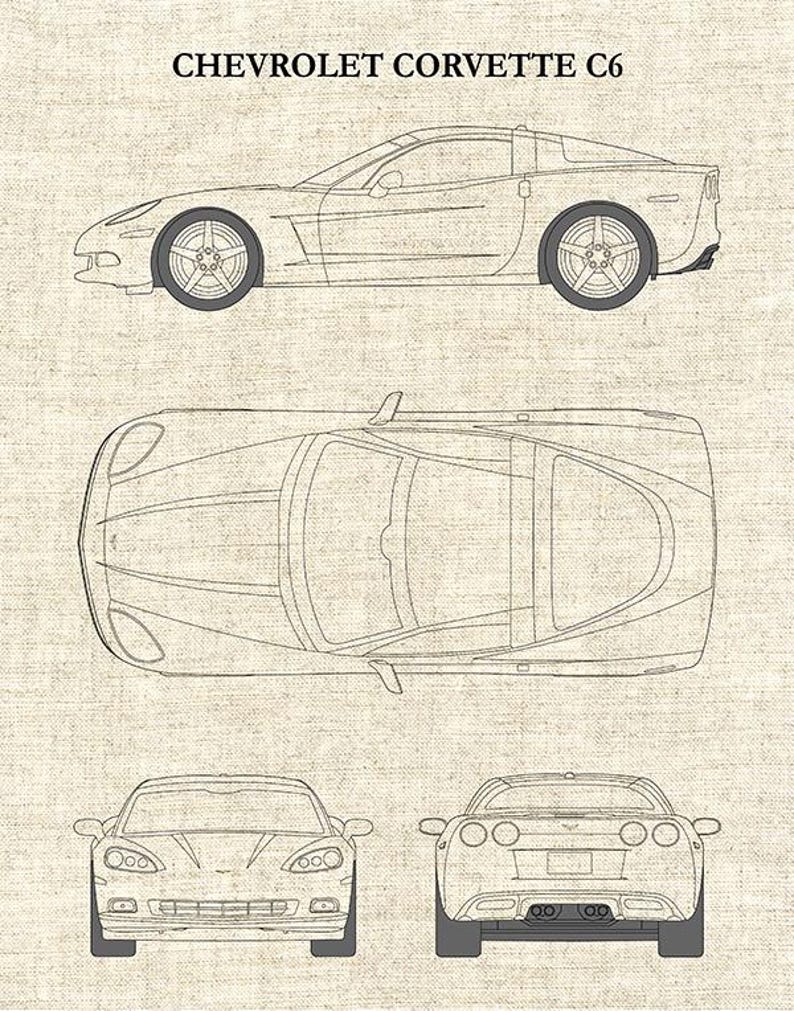 Chevy Corvette C6 Patent Print, Chevy Corvette C6 Poster, Sports Car ...