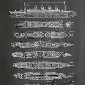 R.M.S. Lusitania Poster - Lusitania Ship Print - Lusitania Blueprint ...