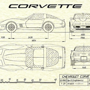 Corvette C3 Drawing, Chevy Corvette C3 Poster, Chevrolet Corvette C3 ...