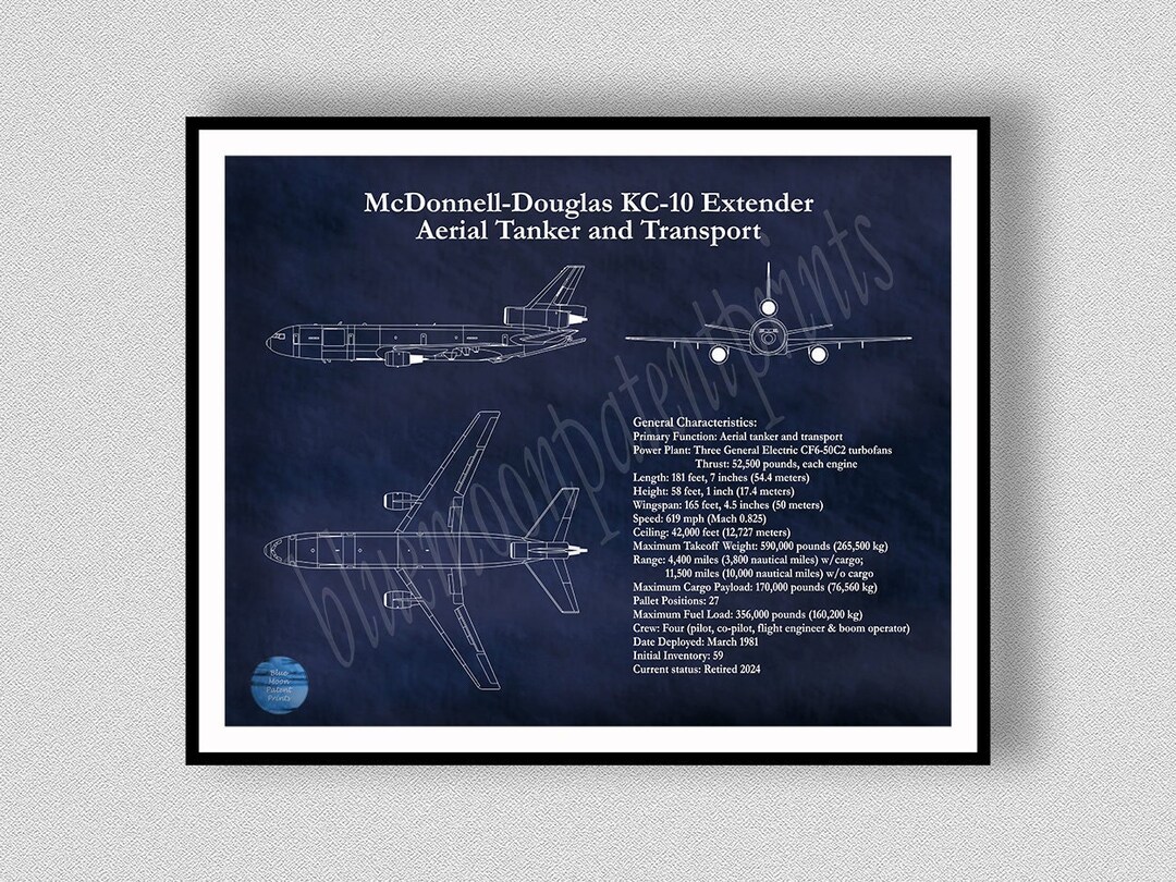 Boeing KC-10 Extender Aerial Tanker Drawing, Mcdonnell Douglas KC-10 ...