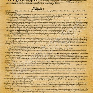 US Constitution Art Print, Article 1 of the US Constitution Poster ...