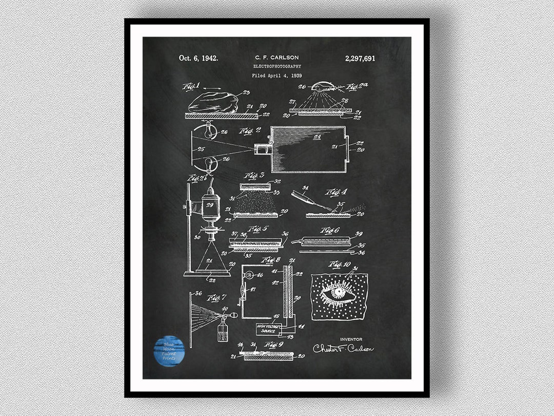 1942 Electrophotography Patent Print, Electrophotography Invention ...