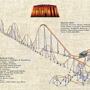 Behemoth Roller Coaster Drawing Vers #2 Colored, Behemoth Roller Coaster Poster, Canada's ...