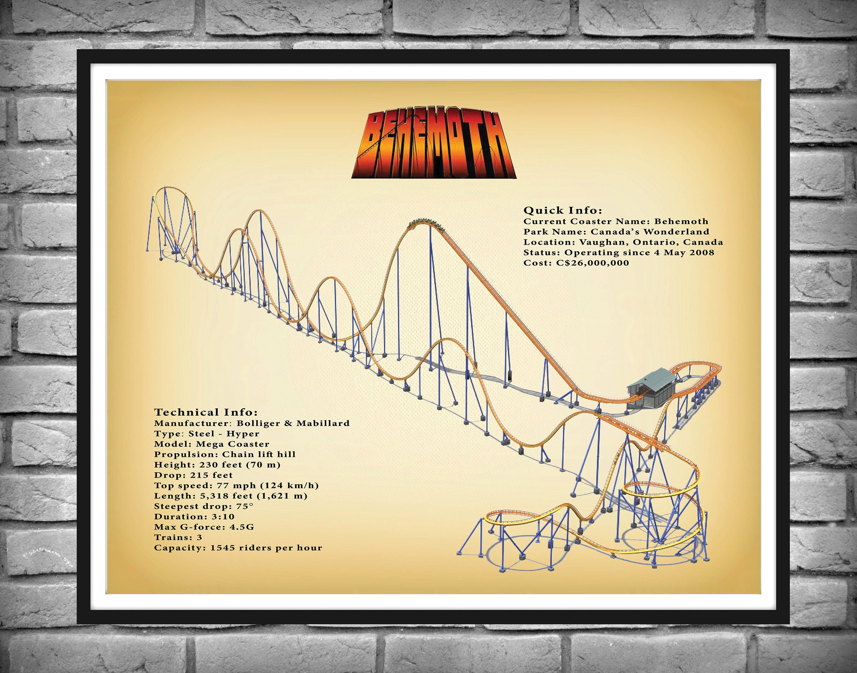 Behemoth Roller Coaster Drawing Vers #2 Colored - Canada's Wonderland ...