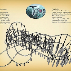 Taron Roller Coaster Drawing, Phantasialand Roller Coaster, Taron ...