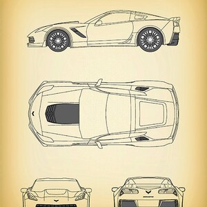 Corvette C7-Z06 Grand Sport Drawing, 2014-2020 Corvette C7-Z06 Grand ...