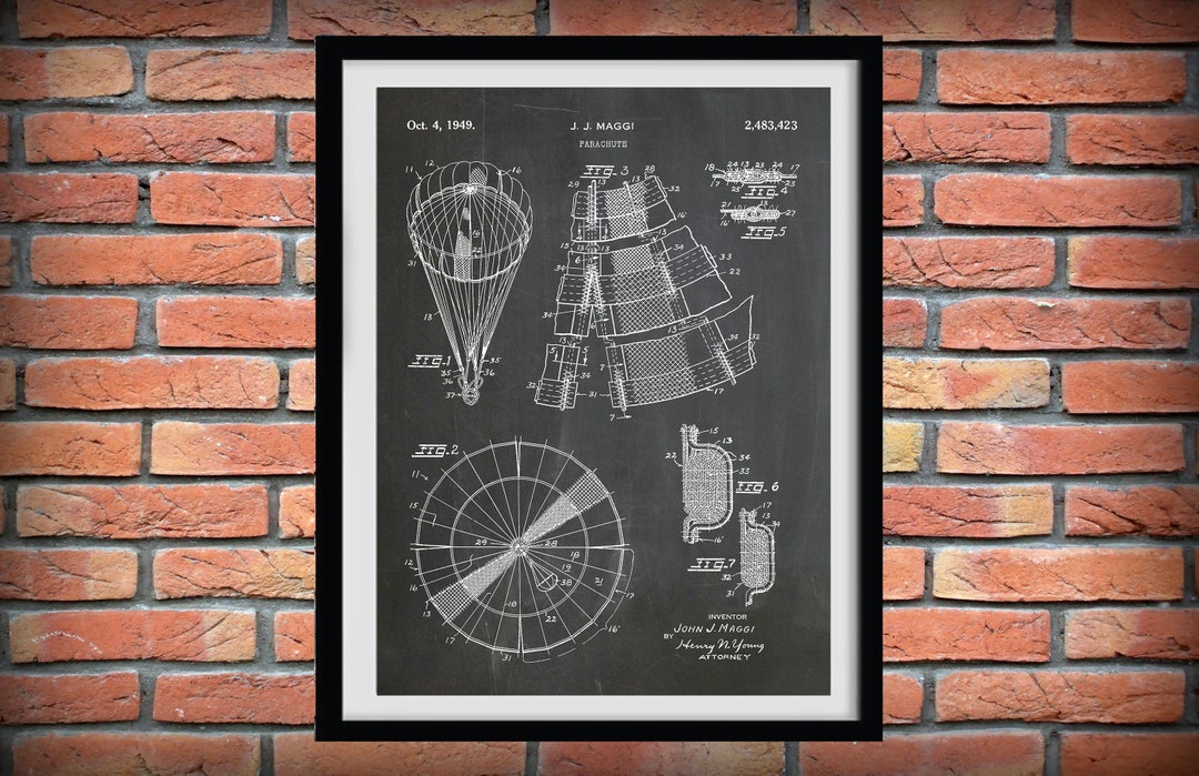 1949 Parachute Patent Print - Parachute Blueprint - Parachute Drawing ...