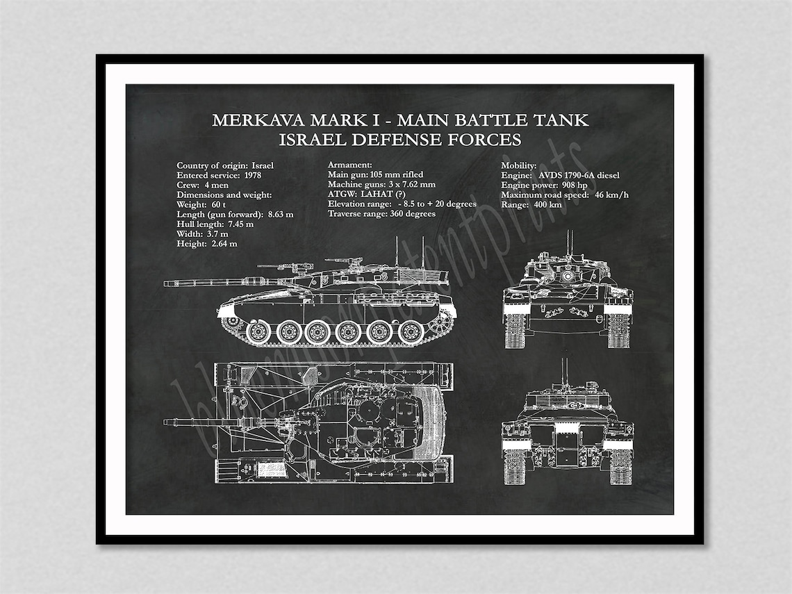 Merkava Mark I Tank Blueprint Israeli Main Battle Tank - Etsy