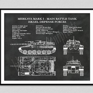 Merkava Mark I Tank Blueprint - Israeli Main Battle Tank - 1982 Lebanon ...