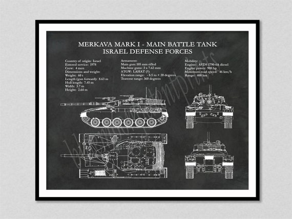 Merkava Mark I Tank Blueprint Israeli Main Battle Tank - Etsy