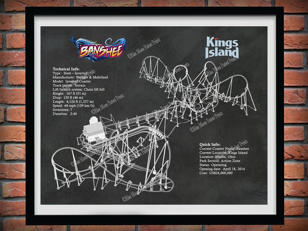 Banshee Roller Coaster Drawing, Kings Island Roller Coaster, Banshee ...