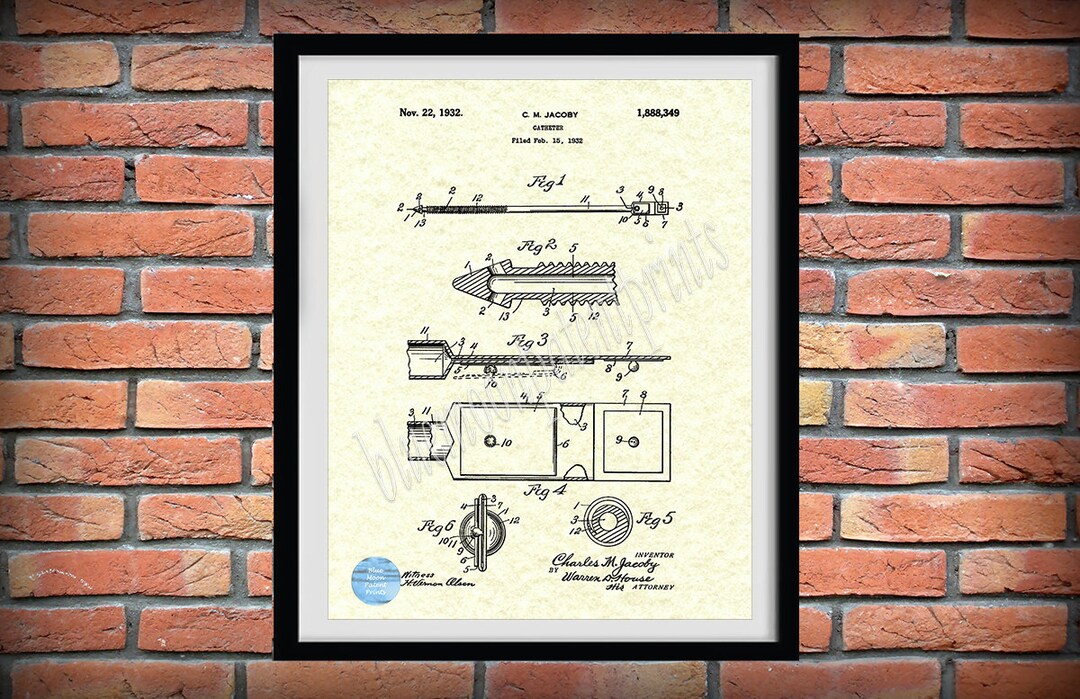 1932 Catheter Patent Print Catheter Poster Catheter Blueprint, Urology ...