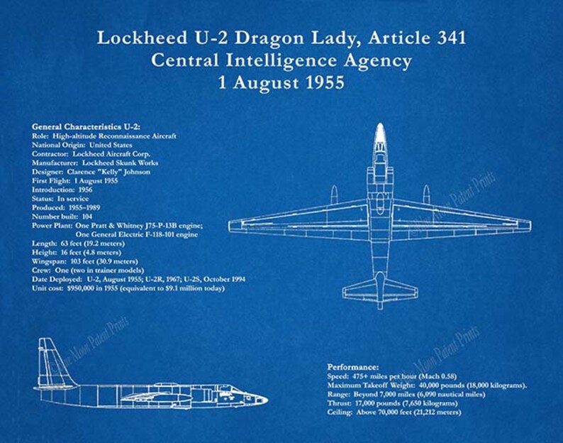 U2 dragon Lady Blueprint Vers 2 CIA U2 Spy Plane - Etsy