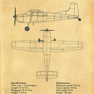 1974 Cessna A185F Skywagon Drawing, Cessna 185 Airplane Print, Cessna ...