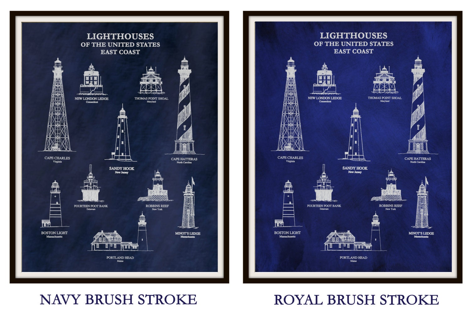 US Lighthouses of the East Coast - Lighthouse Poster - Lighthouse ...