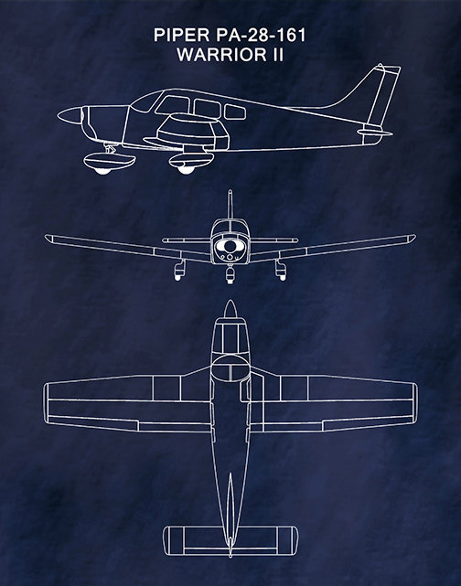 Piper PA-28-161 Drawing, Piper Warrior II Poster, Piper Cub Airplane ...