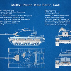 M60A1 Patton Main Battle Tank Designed for the Military, M60A1 Drawing ...