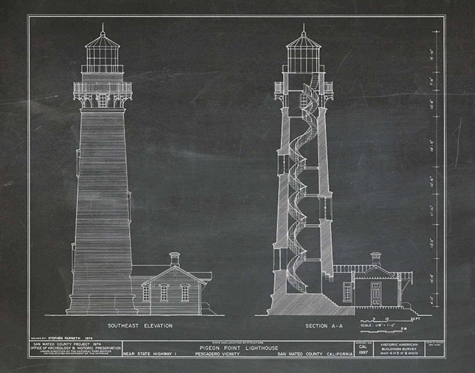 Pigeon Point Lighthouse Drawing Pigeon Point Lighthouse - Etsy