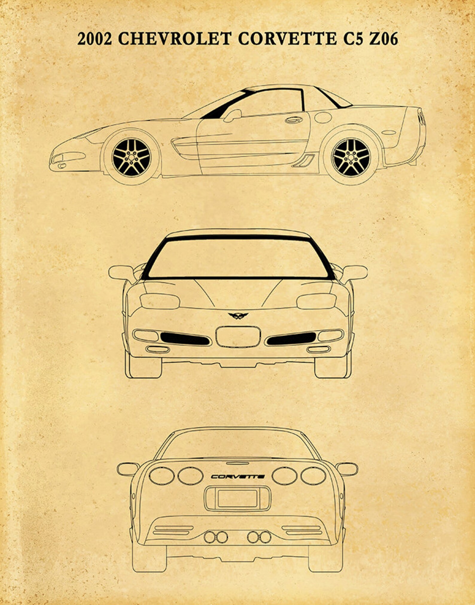 2002 Corvette C5 Z06 Art Print Chevy Corvette C5-Z06 2001 - Etsy