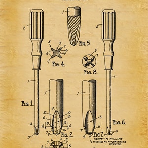 1936 Phillips Screwdriver Patent Print - Screwdriver Poster - Tool ...