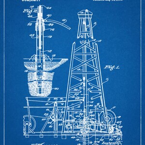 1911 Oil Drilling Rig Patent Print - Oil Rig Poster Print - Texas Oil ...