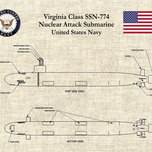 Virginia Class SSN-774 Submarine Blueprint, USS Virginia Class ...
