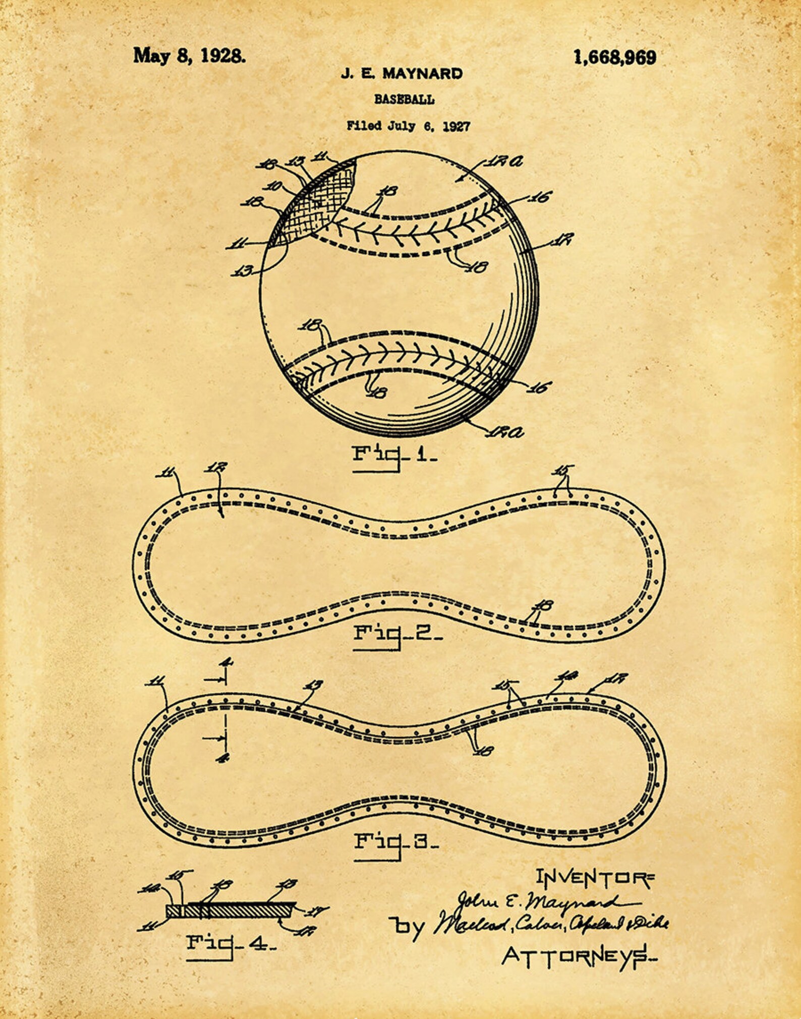 1928 Baseball Patent Print Poster Sports Decor Wall Art | Etsy