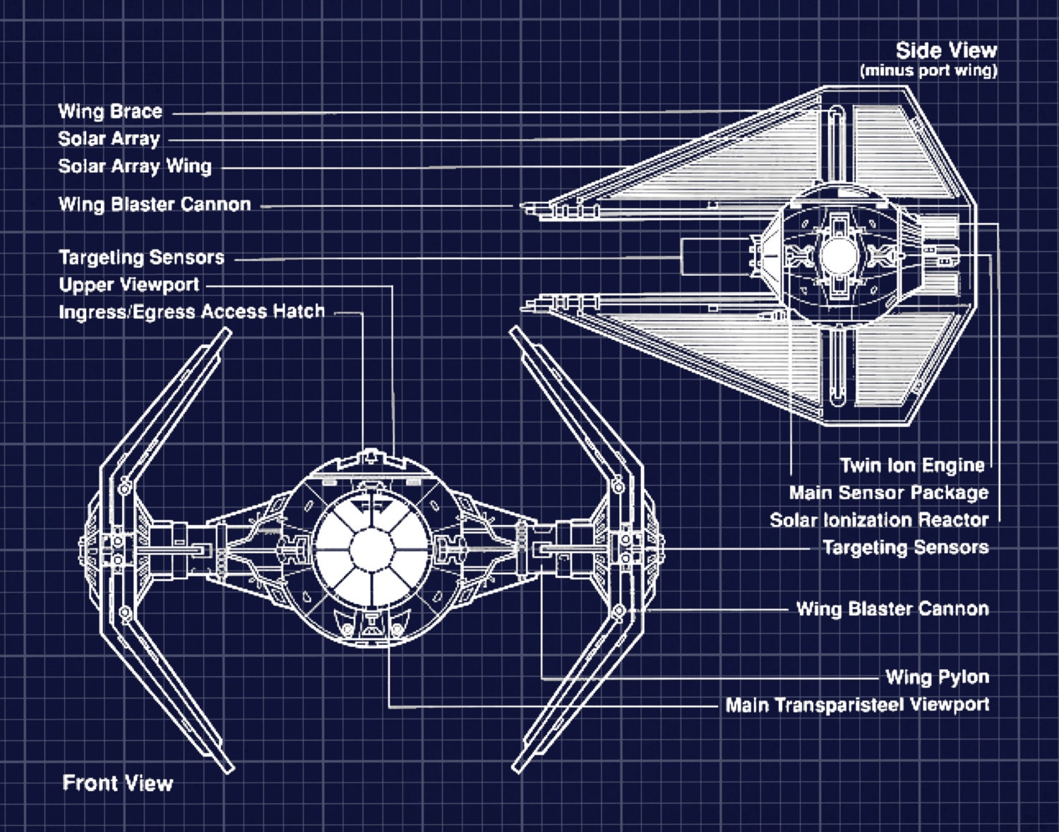 Tie Fighter Blueprint Schematic Lithographs Prints etna.com.pe