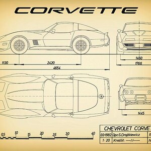 Corvette C3 Drawing, Chevy Corvette C3 Poster, Chevrolet Corvette C3 ...