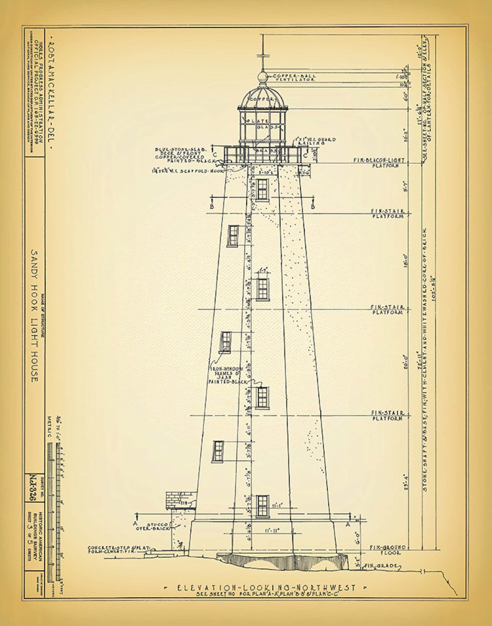 Sandy Hook Lighthouse Drawing Sandy Hook Lighthouse | Etsy