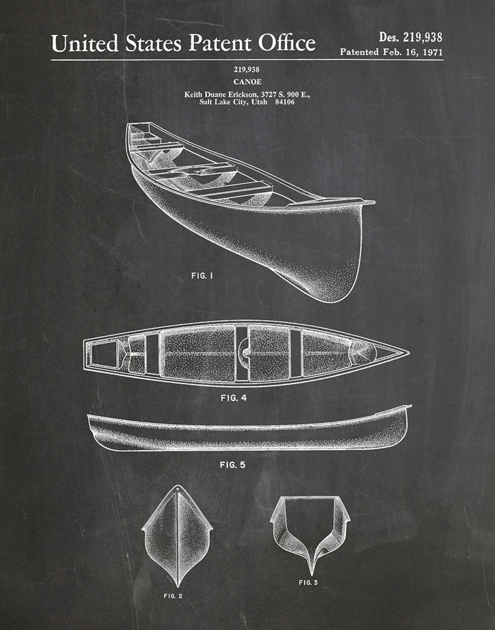 1971 Canoe Patent Print Paddle Boat Poster Canoe Poster | Etsy
