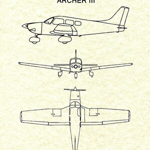 Piper PA-28-181 Archer III Drawing, Piper Archer III Poster, Piper Cub ...