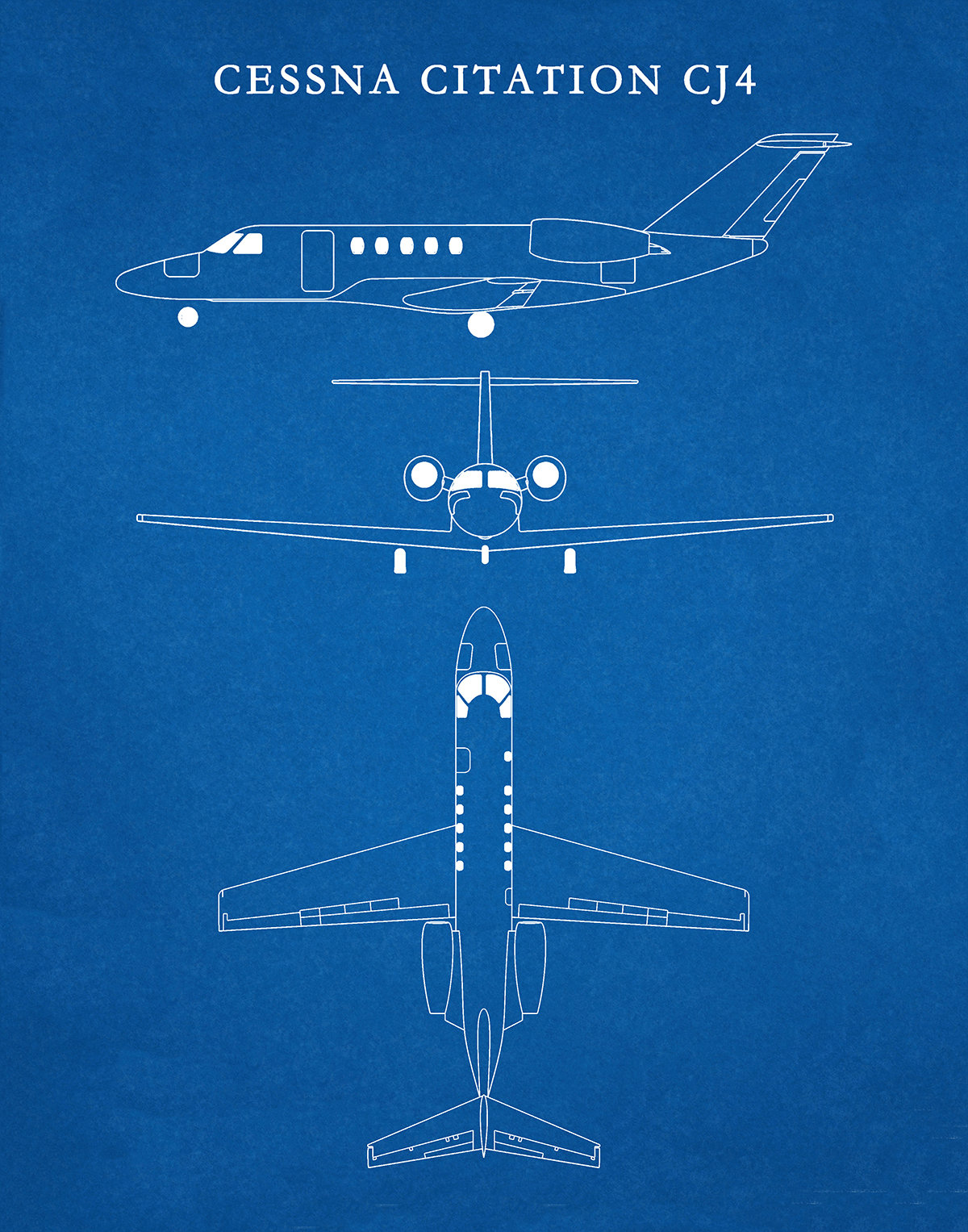 Cessna CJ4 Drawing, Cessna Citation CJ4 Jet Blueprint, Cessna Art Print ...