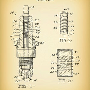 1975 Spark Plug Patent Print, Spark Plug Blueprint, Spark Plug Drawing ...