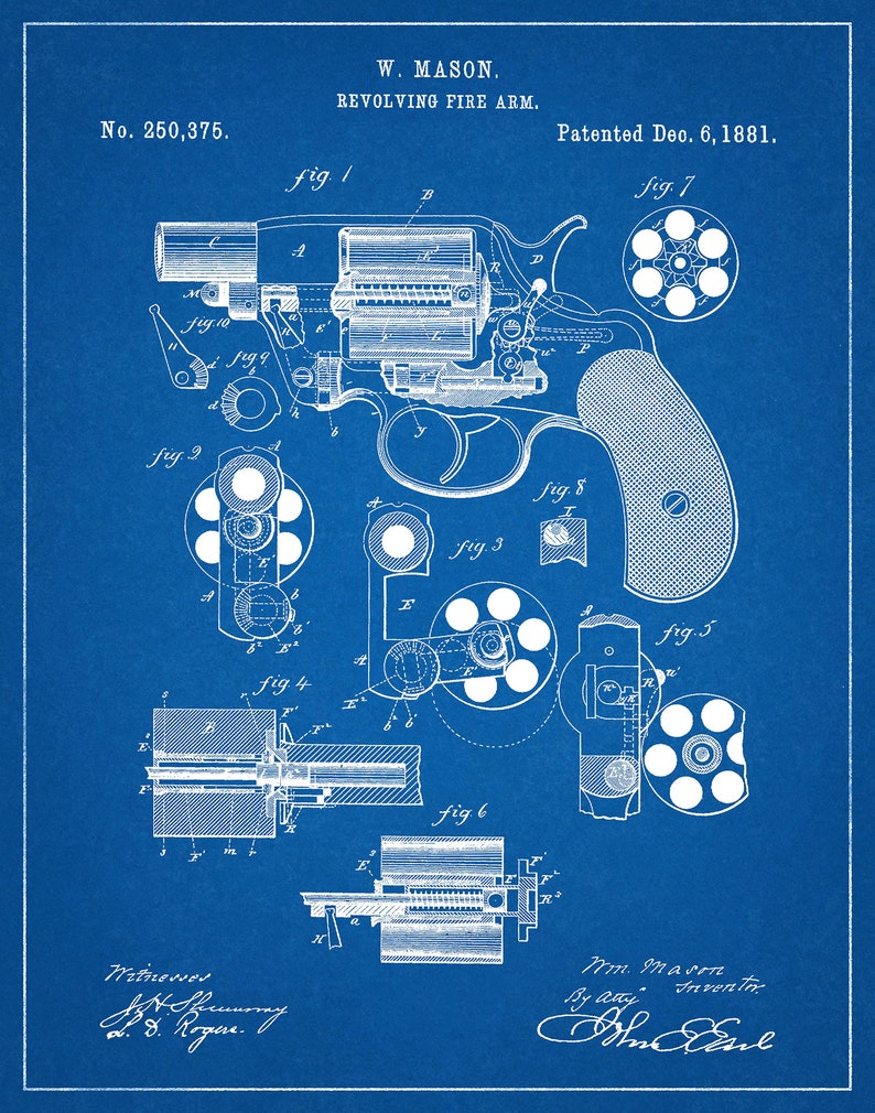 1881 Colt Revolver Patent Print Colt Pistol Poster Colt 38 - Etsy España