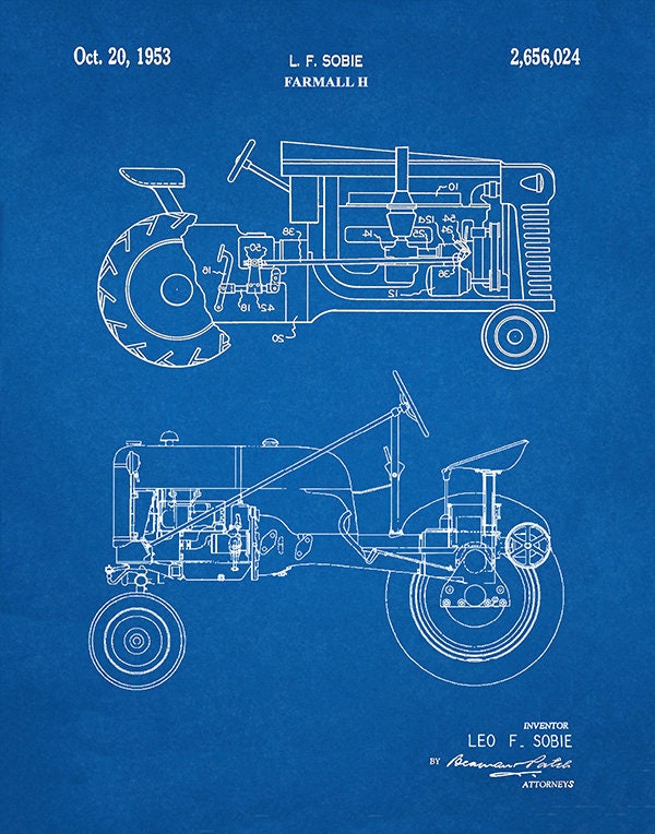 1953 Farmall H Tractor Patent Print - Farmall H Tractor Poster - Farm ...