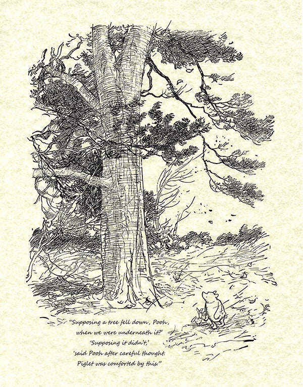 Winnie the Pooh Print Supposing a Tree Fell Down Quote Pooh - Etsy