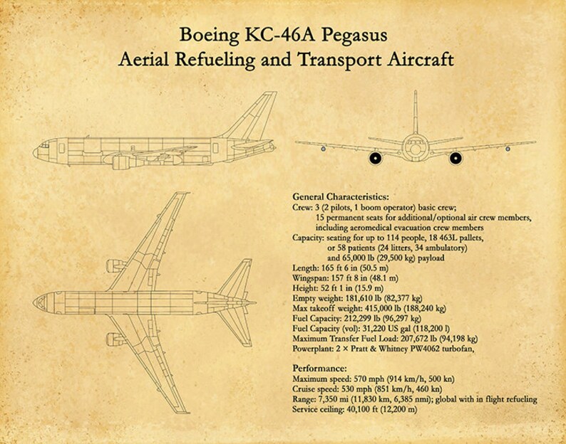 Boeing KC-46A Pegasus Airplane Drawing KC-46A Aerial - Etsy