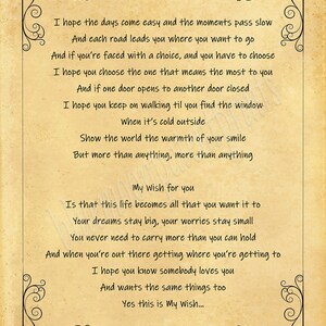 My Wish for You Lyrics Art Print, Rascal Flatts Song Lyrics Poster ...