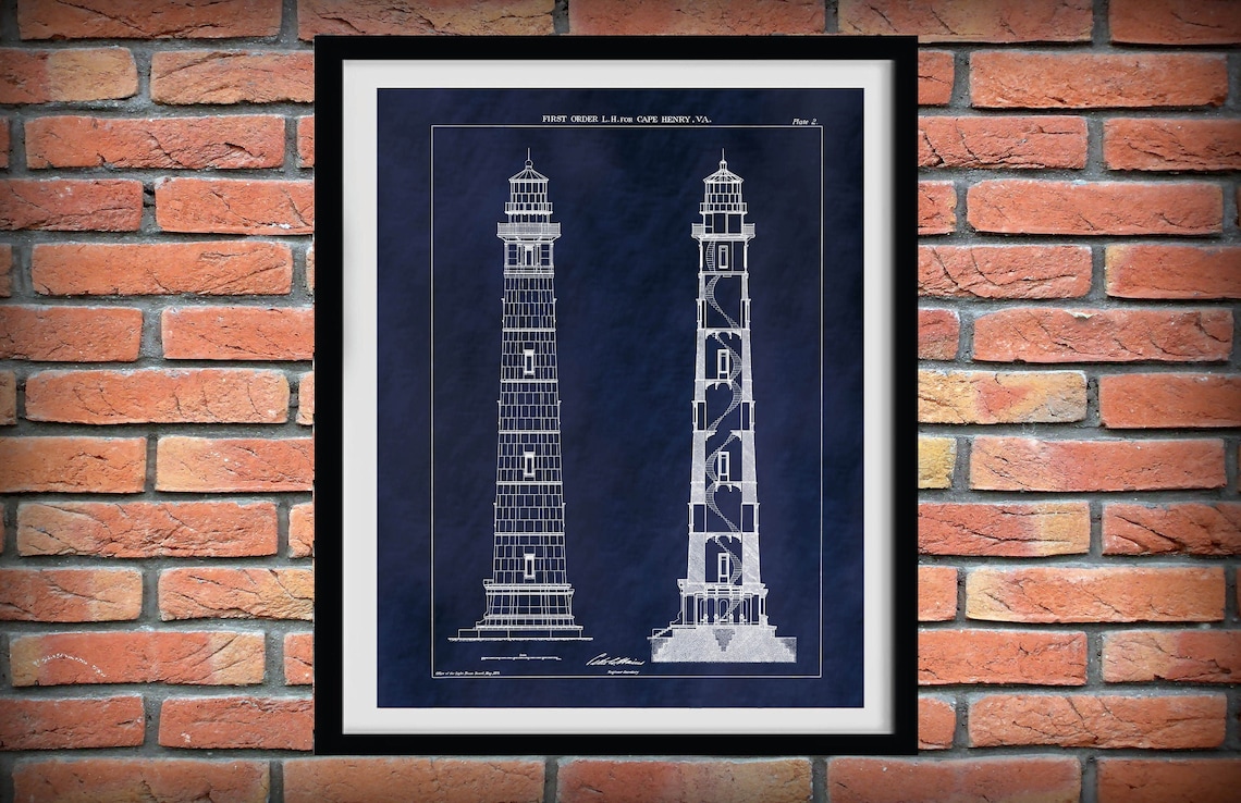 1879 Cape Henry Lighthouse Drawing Cape Henry Lighthouse | Etsy