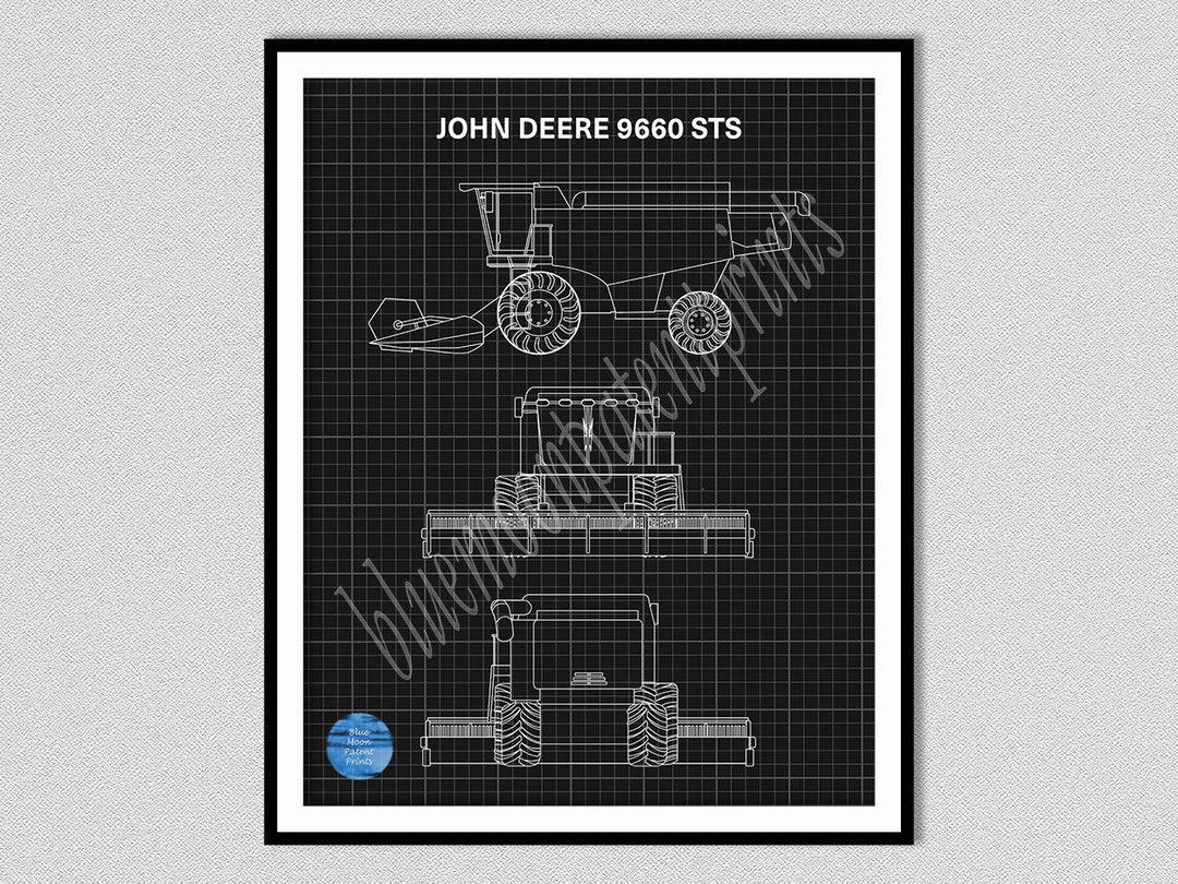 John Deere 9660 ATS Combine Tractor Art Print, John Deere Tractor ...